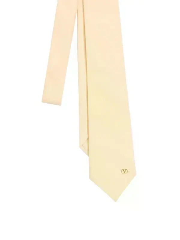 Valentino Garavani Silk Vlogo Plaque Neck Tie - Yellow