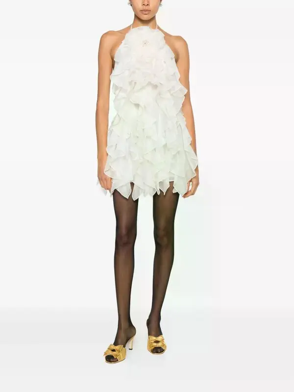 Retrofete Arina Ruffled Flower Mini Dress - White