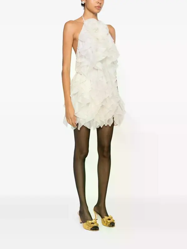 Retrofete Arina Ruffled Flower Mini Dress - White