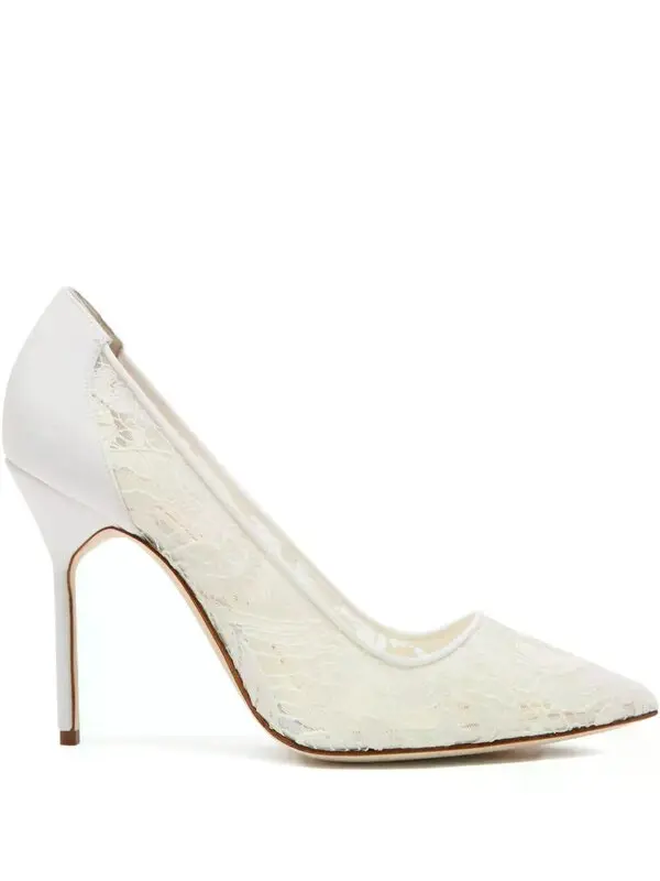 Manolo Blahnik 105mm Bride Lace Point-toe Pumps
