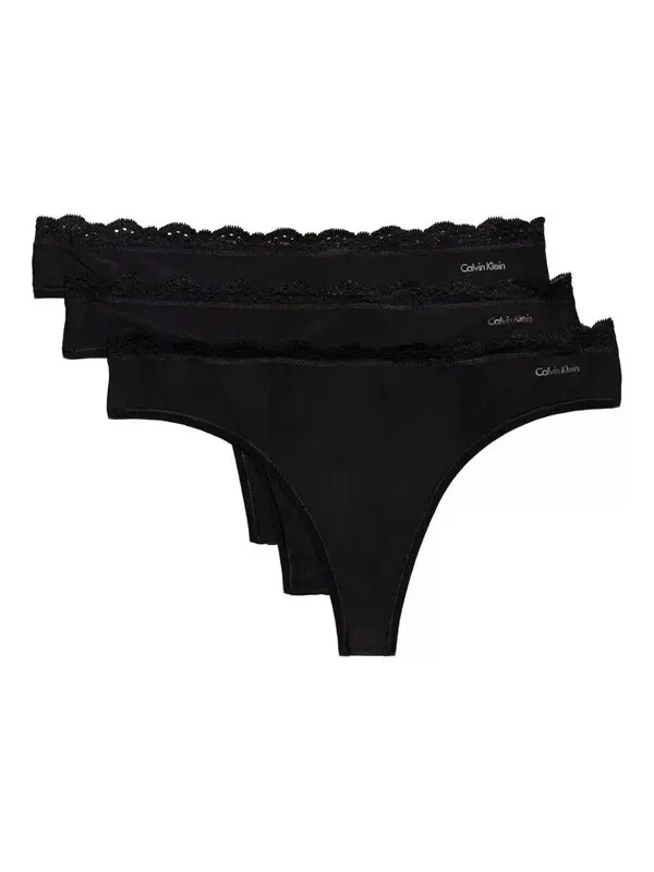 Calvin Klein Lace-trim Thongs - Black