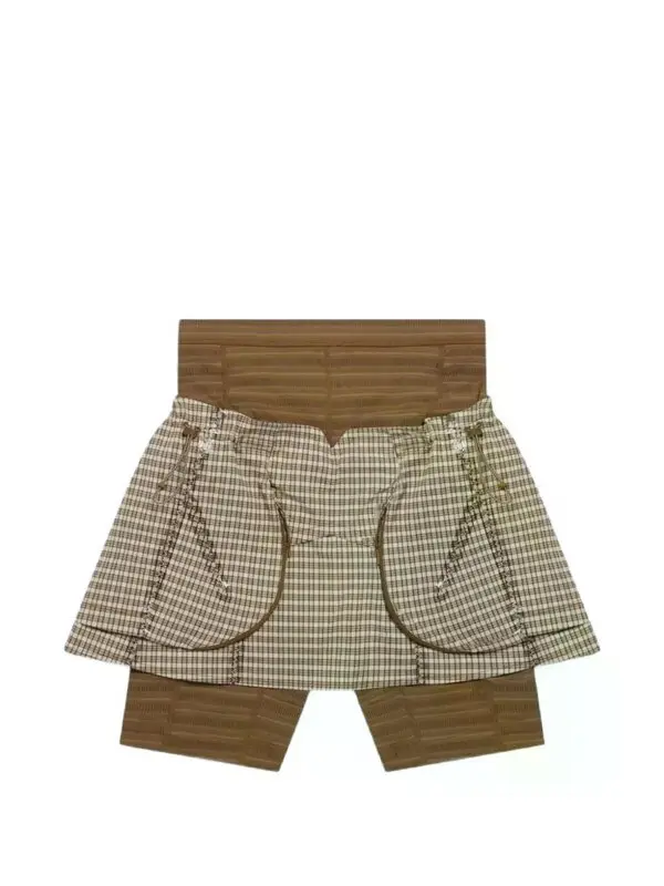 Nike X Knwls Check-pattern Mini Skirt - Brown