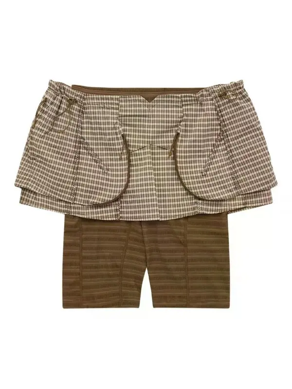 Nike X Knwls Check-pattern Mini Skirt - Neutrals