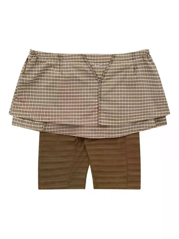 Nike X Knwls Check-pattern Mini Skirt - Neutrals