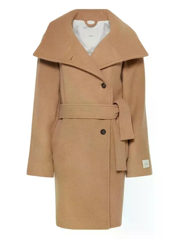 Calvin Klein Belted Overcoat - Neutrals