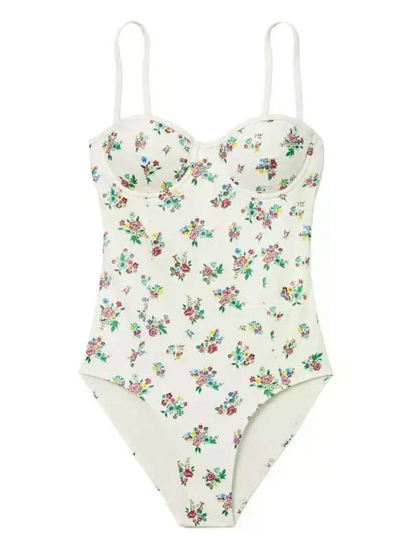Tory Burch Printed Underwire Swimsuit - Neutrals