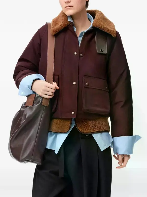 Loewe Shearling-trimmed Puffer Jacket - Red