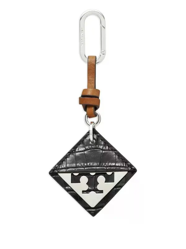 Tory Burch Crocodile-embossed Logo-detail Keyring - Black