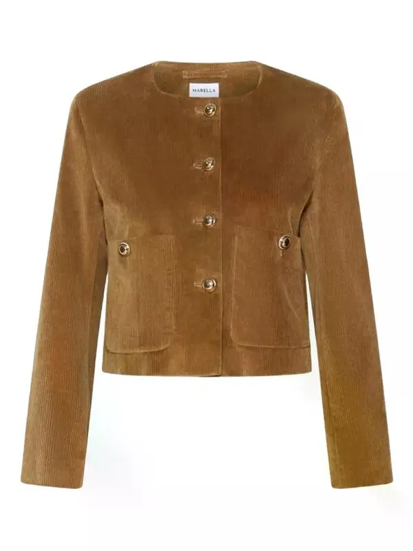 Marella Buttoned Corduroy Jacket - Brown