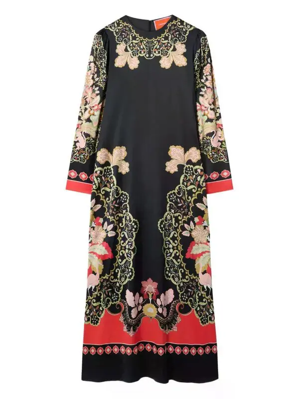 La DoubleJ Clingy Swing Placed Maxi Dress - Black