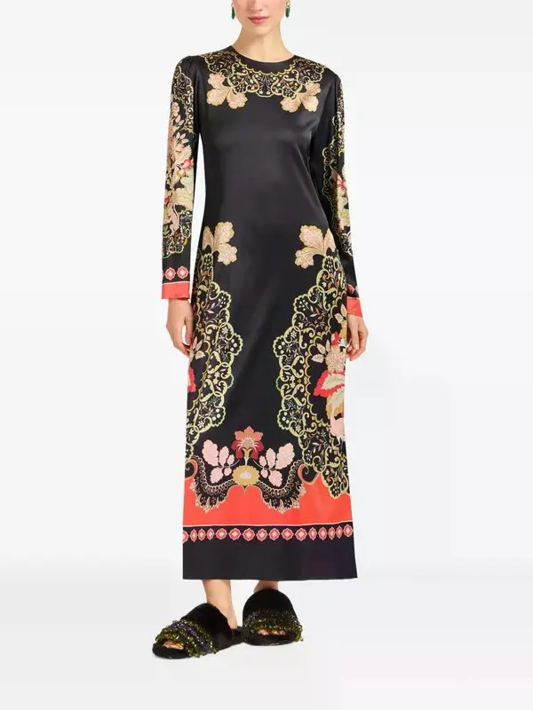La DoubleJ Clingy Swing Placed Maxi Dress - Black