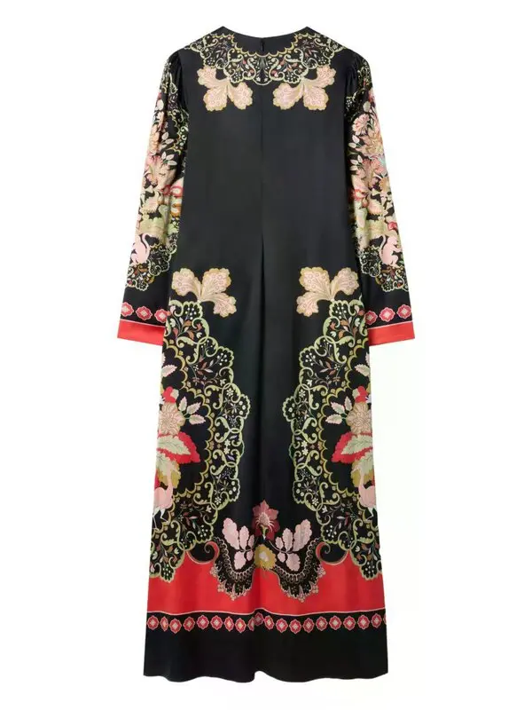La DoubleJ Clingy Swing Placed Maxi Dress - Black