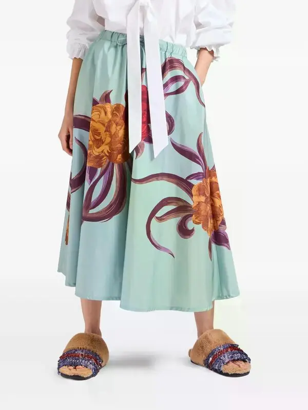 La DoubleJ Floral-print Skirt - Blue