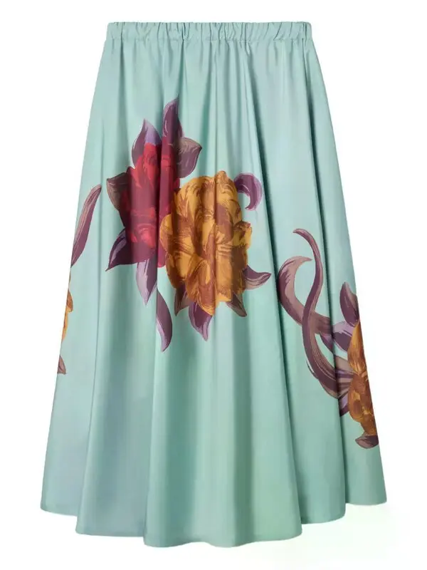 La DoubleJ Floral-print Skirt - Blue