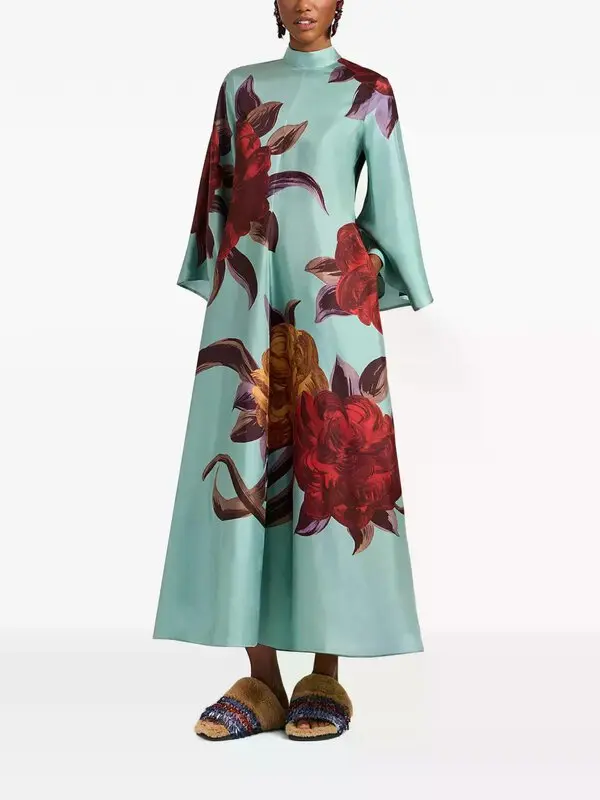 La DoubleJ Floral-print Midi Dress - Blue