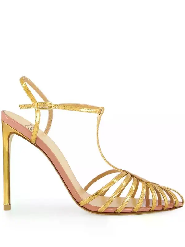 FRANCESCO RUSSO 105mm Metallic Heeled Sandals - Gold