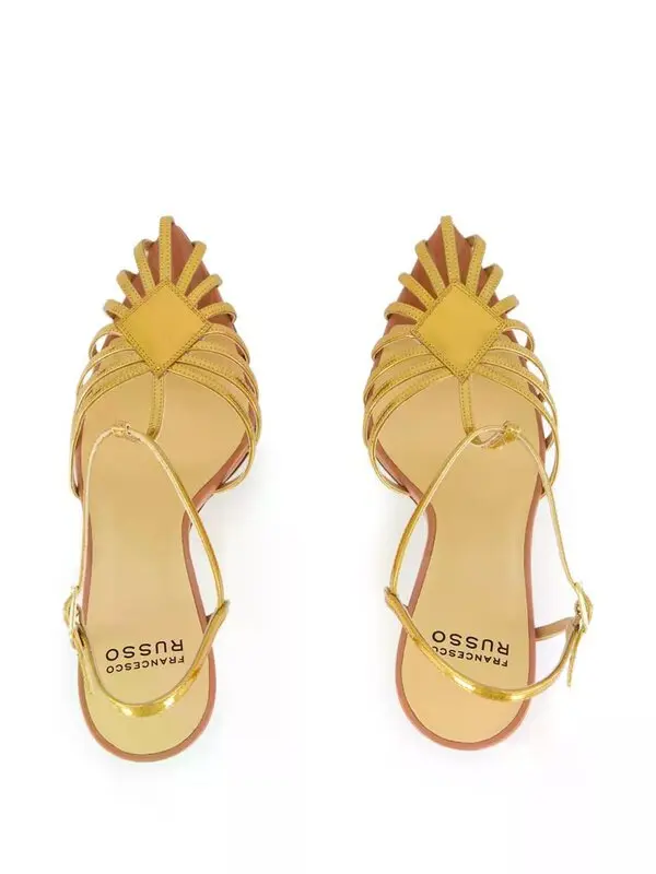 FRANCESCO RUSSO 105mm Metallic Heeled Sandals - Gold