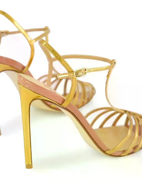 FRANCESCO RUSSO 105mm Metallic Heeled Sandals - Gold