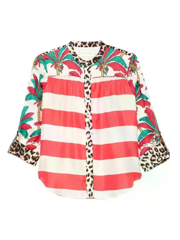 La Prestic Ouiston Palm Tree-print Striped Shirt