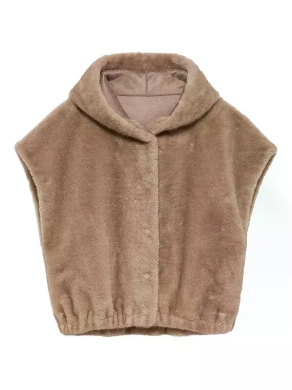STUDIO AR Hooded Faux-fur Gilet - Neutrals
