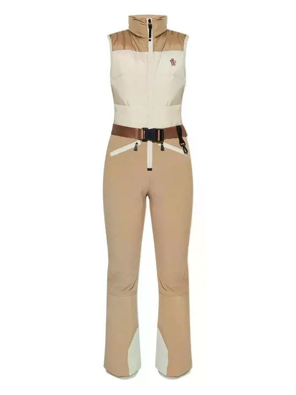 Moncler Belted Panelled Ski Suit - Neutrals