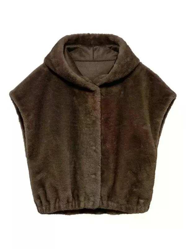 STUDIO AR Olena Hooded Gilet - Brown
