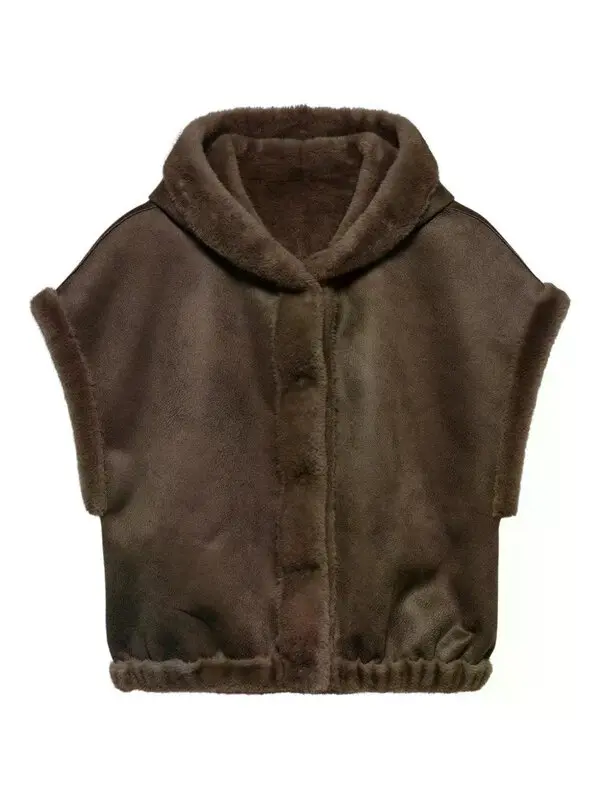 STUDIO AR Olena Hooded Gilet - Brown