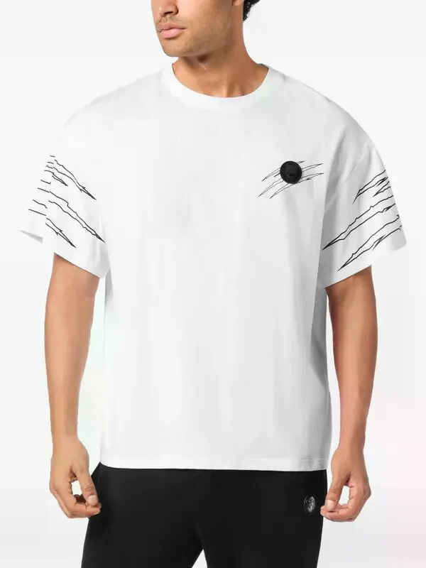 PLEIN SPORT Scratch-detail Crew-neck T-shirt - White