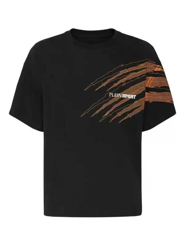 PLEIN SPORT Scratch-print T-shirt - Black