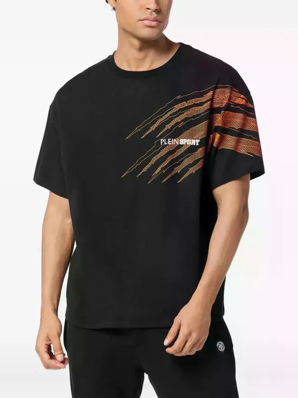 PLEIN SPORT Scratch-print T-shirt - Black