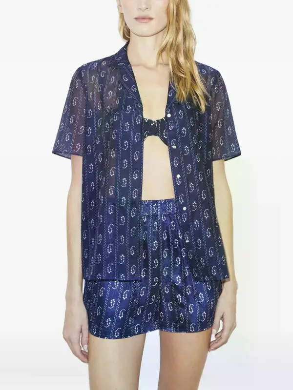 Tory Burch Printed Beach Camp Shorts - Blue