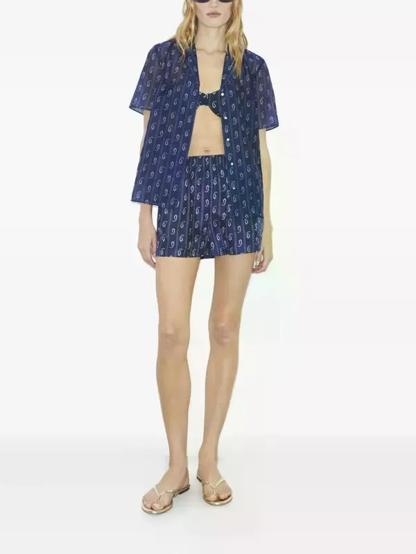 Tory Burch Printed Beach Camp Shorts - Blue