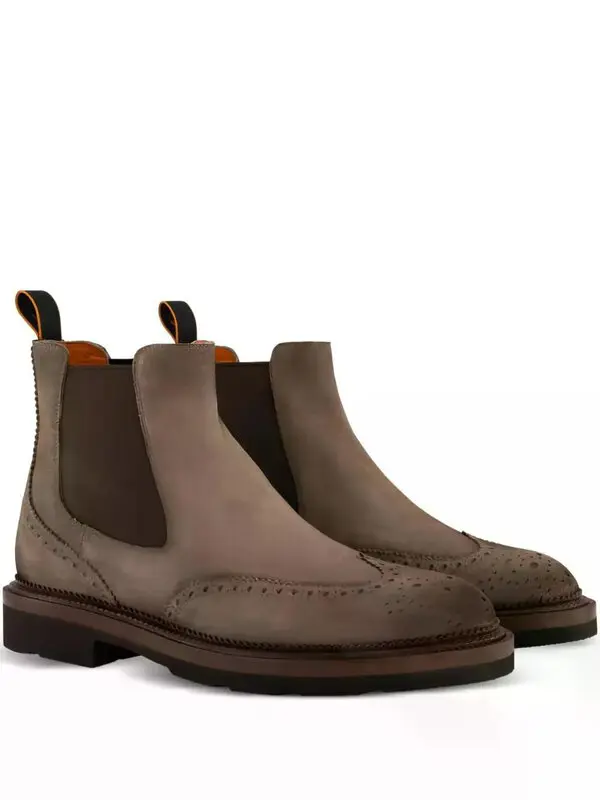 Santoni Leather Chelsea Boots - Brown