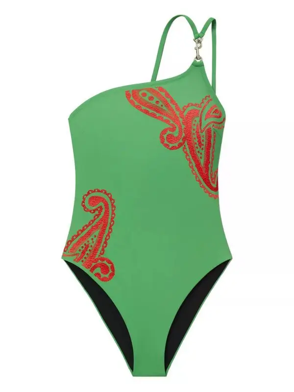 Tory Burch One-shoulder Printed Swimsuit - Green