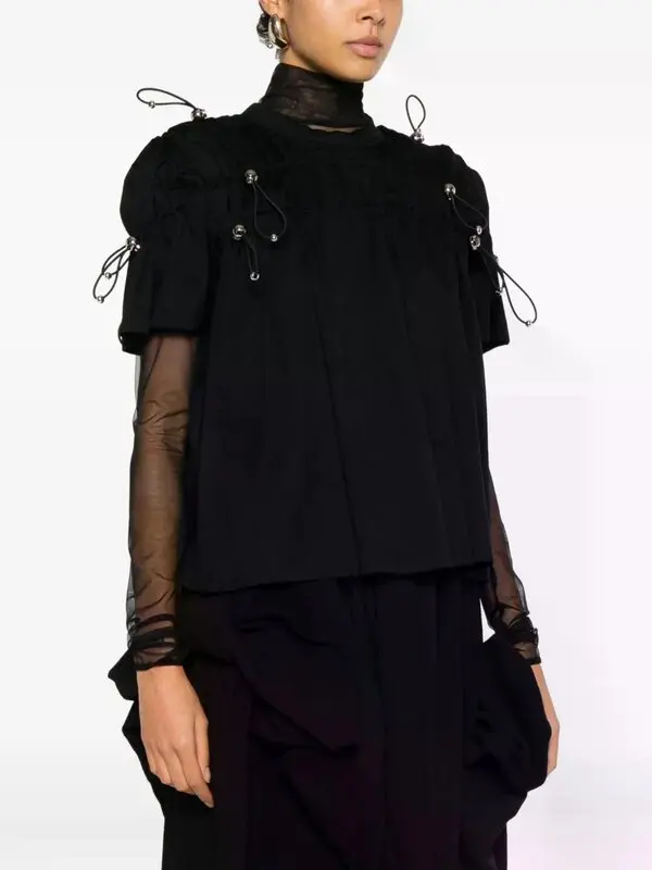 Noir Kei Ninomiya Embellished Gathered Blouse