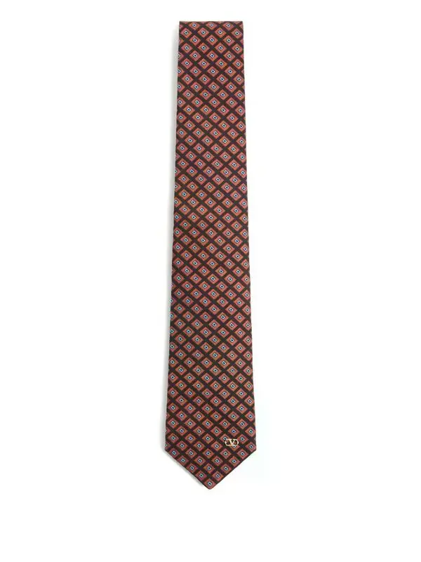 Valentino Garavani Chamber Pattern Vlogo-plaque Tie - Black