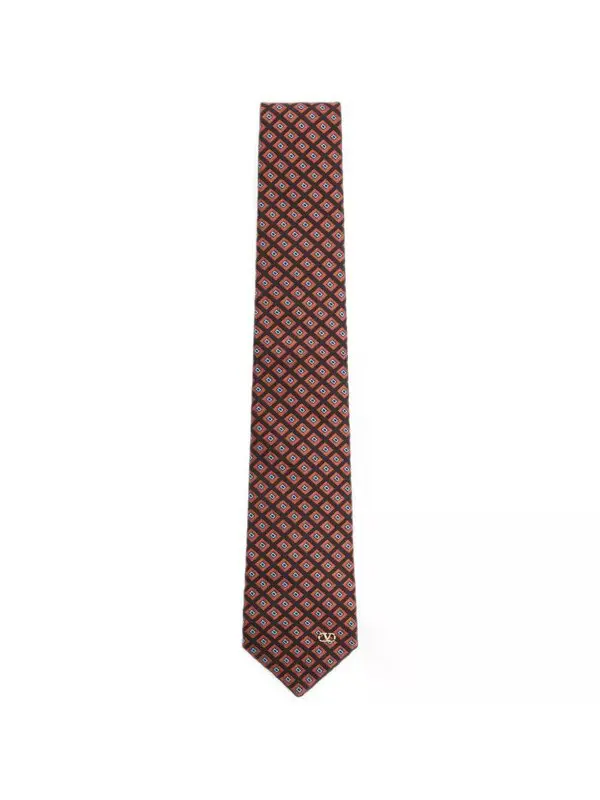 Valentino Garavani Vlogo-plaque Chamber Pattern Tie - Black