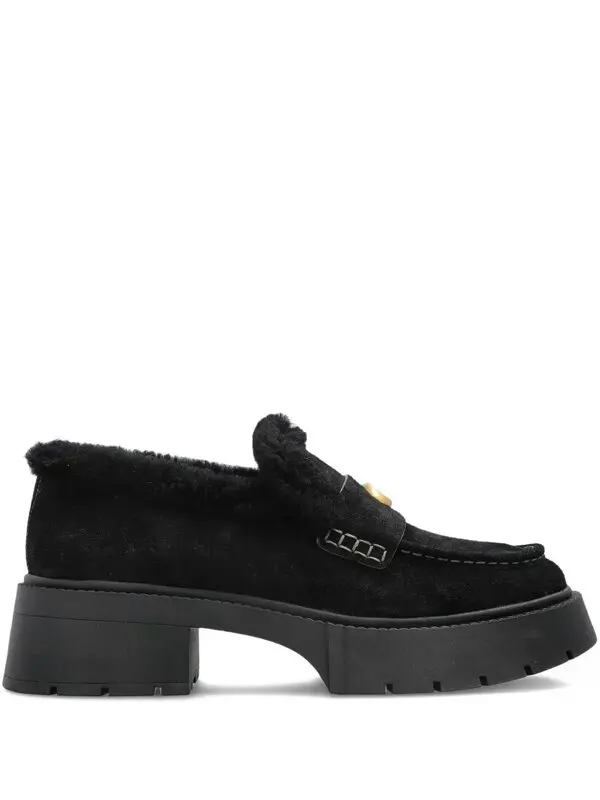 COACH Shearling Logo Loafers - Black