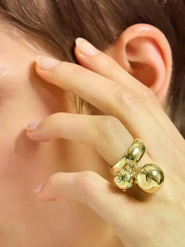 La DoubleJ Sphere Embellished Jingle Ring - Gold