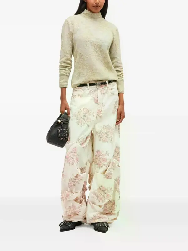 GANNI Floral-print Gathered Jeans