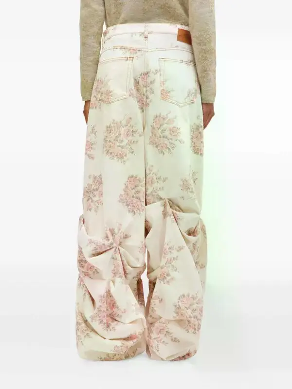 GANNI Floral-print Gathered Jeans
