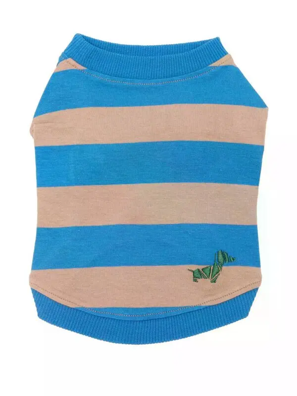 POLDO DOG COUTURE Striped Embroidered Pet T-shirt - Blue