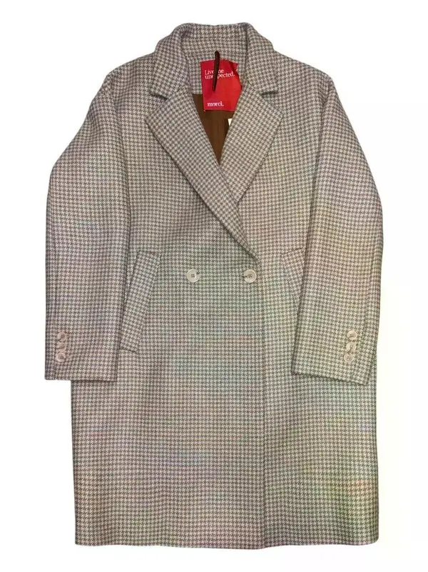 MERCI Houndstooth Double-breasted Coat
