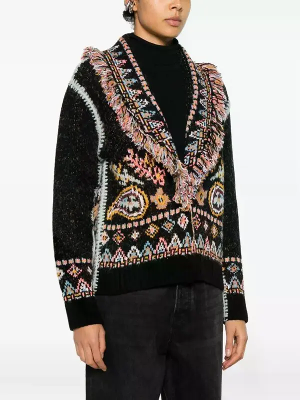 CECILIA PRADO Isadora Fringed Patterned Cardigan