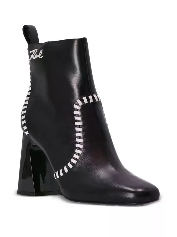 Karl Lagerfeld Leather Boots With Striped Detail