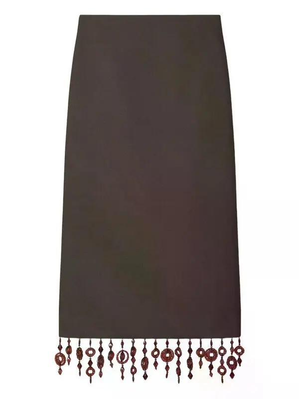 Tory Burch Embellished Crepe Midi Skirt - Brown