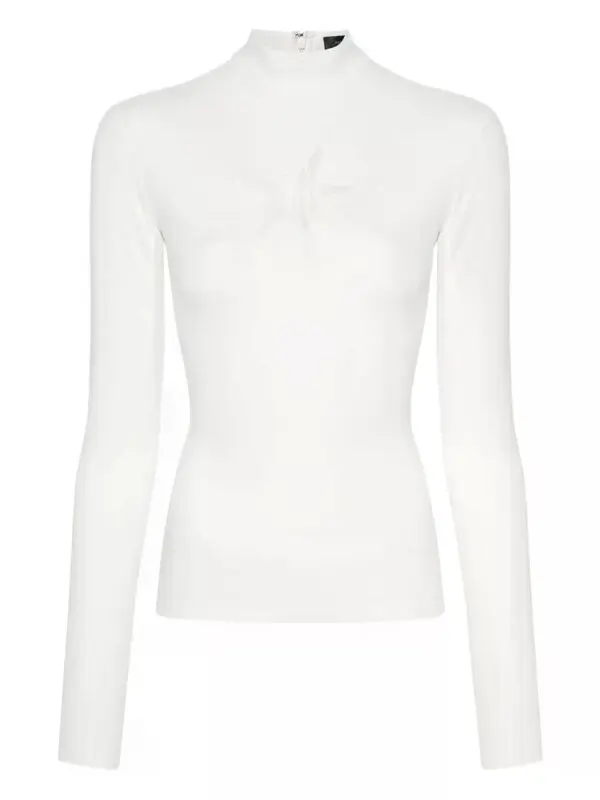 MUGLER Star Cut High-neck Top - White