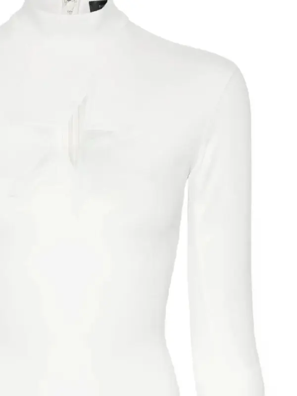 MUGLER Star Cut High-neck Top - White