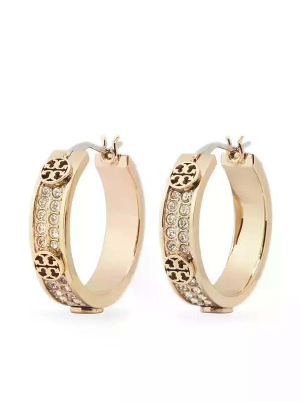 Tory Burch Pavé Hoop Earrings - Gold