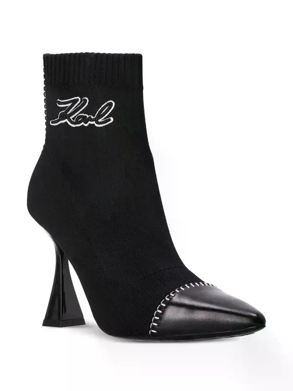 Karl Lagerfeld 100mm Knitted Leather-cap Boots